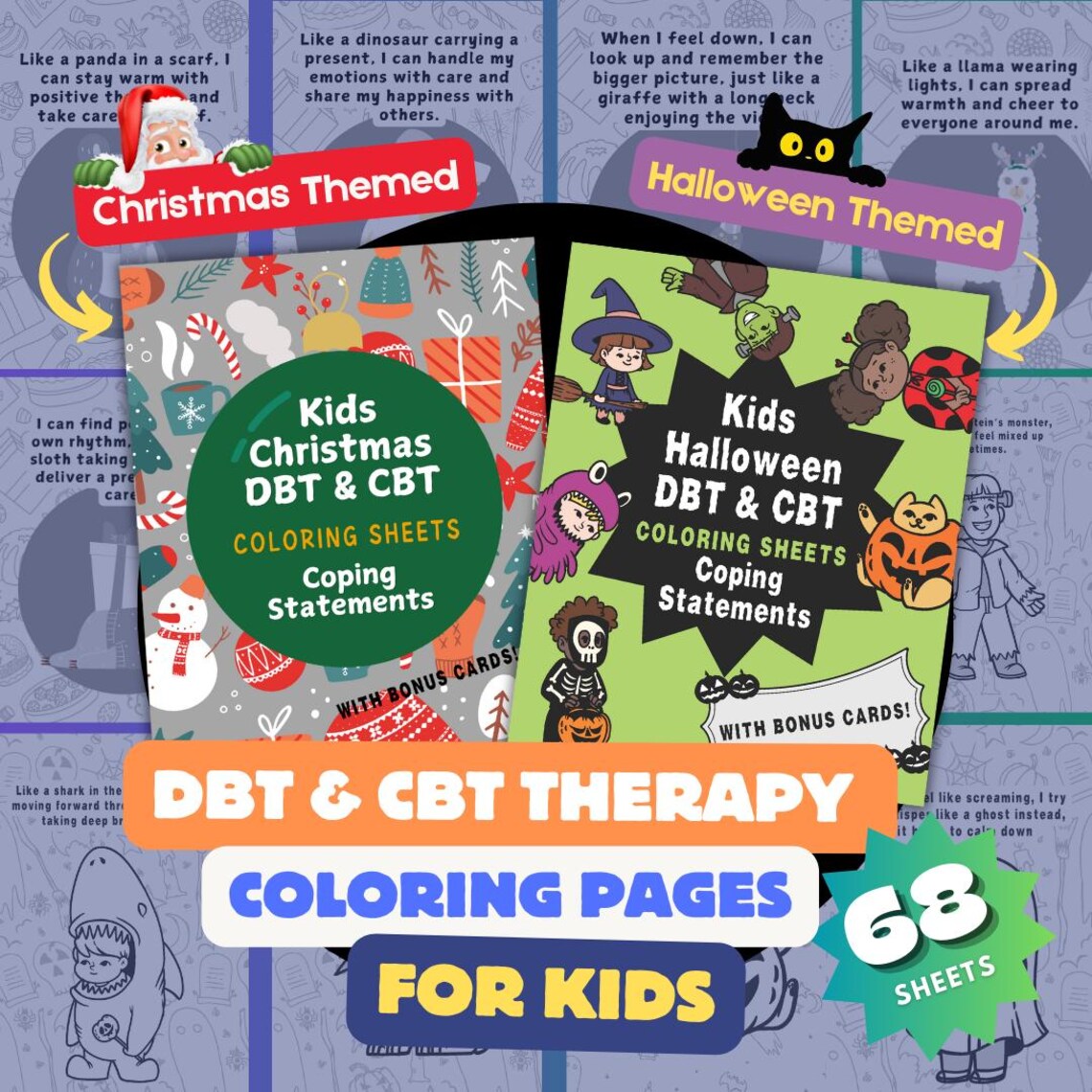 Halloween Christmas DBT CBT Coloring Pages | Kids Mental Health ...