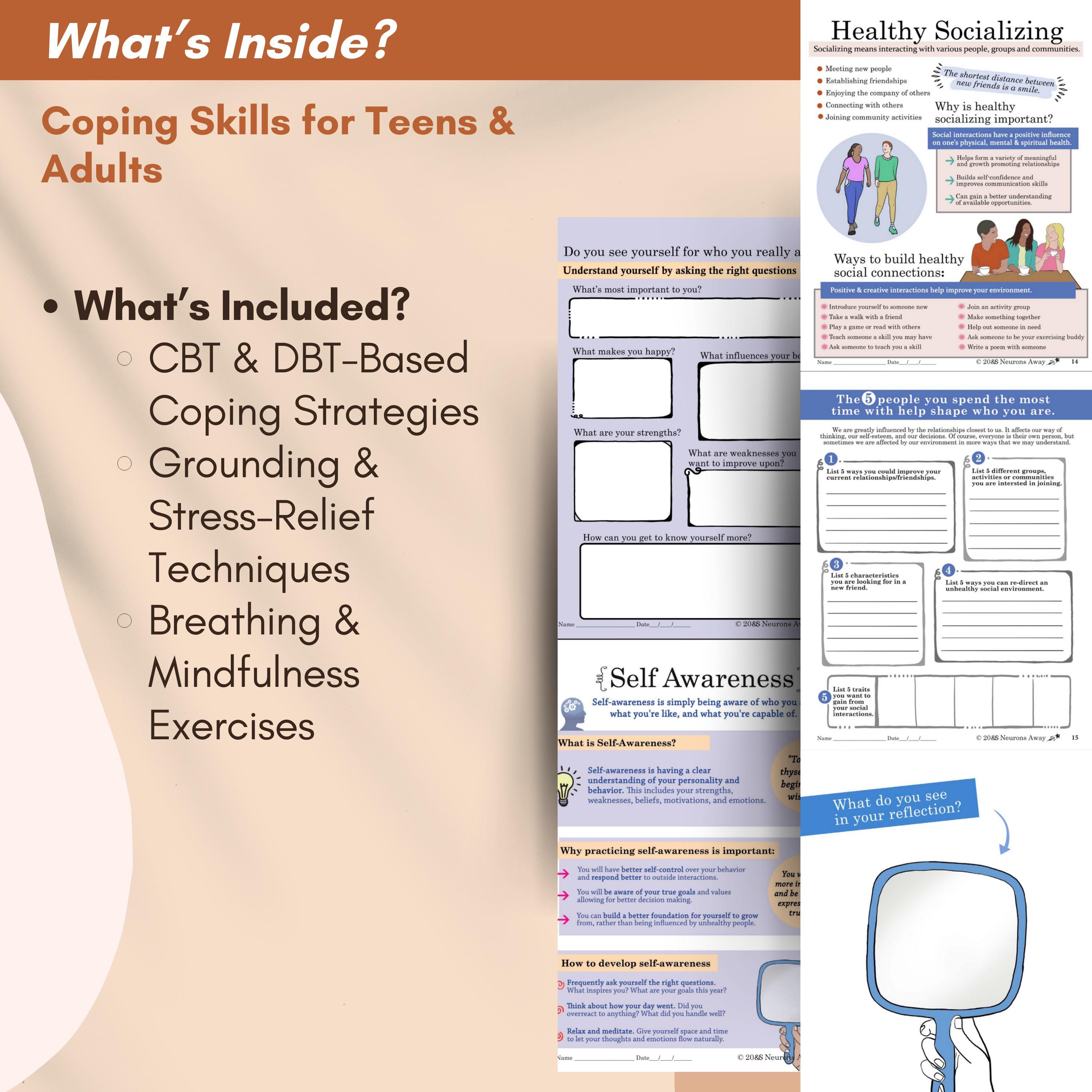 Teen Therapy Bundle Mental Health Worksheets Teen Coping Skills Anxiety ...