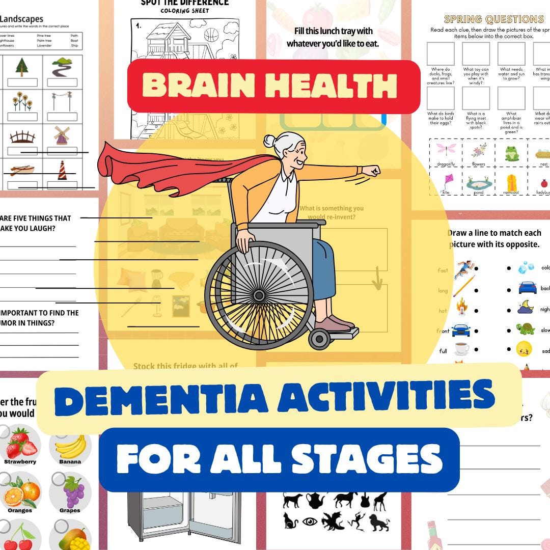 Dementia Activities Worksheets for Seniors: Cognitive Exercises ...