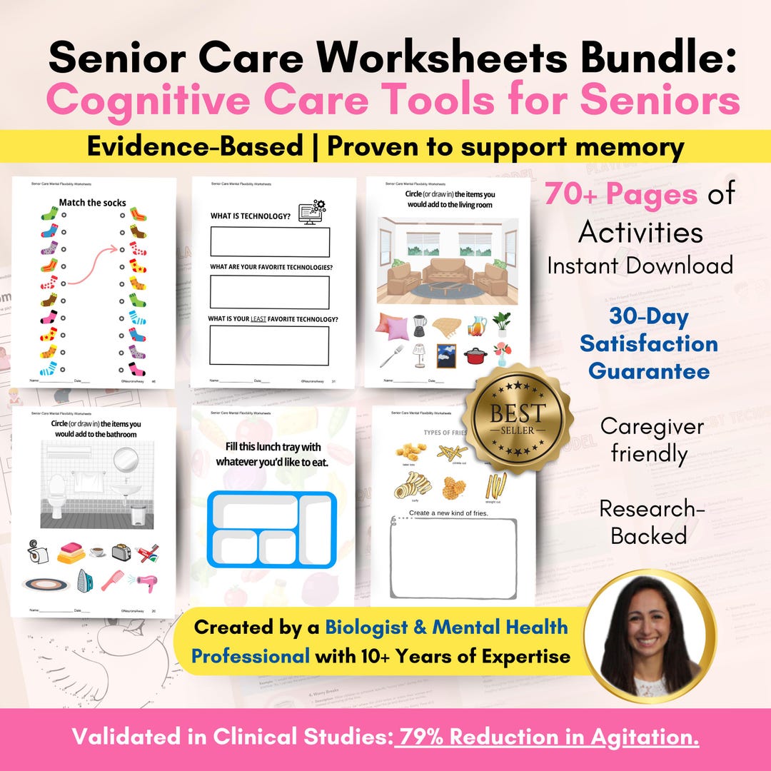 Dementia Activities: Cognitive Support Worksheets for Seniors (digital ...