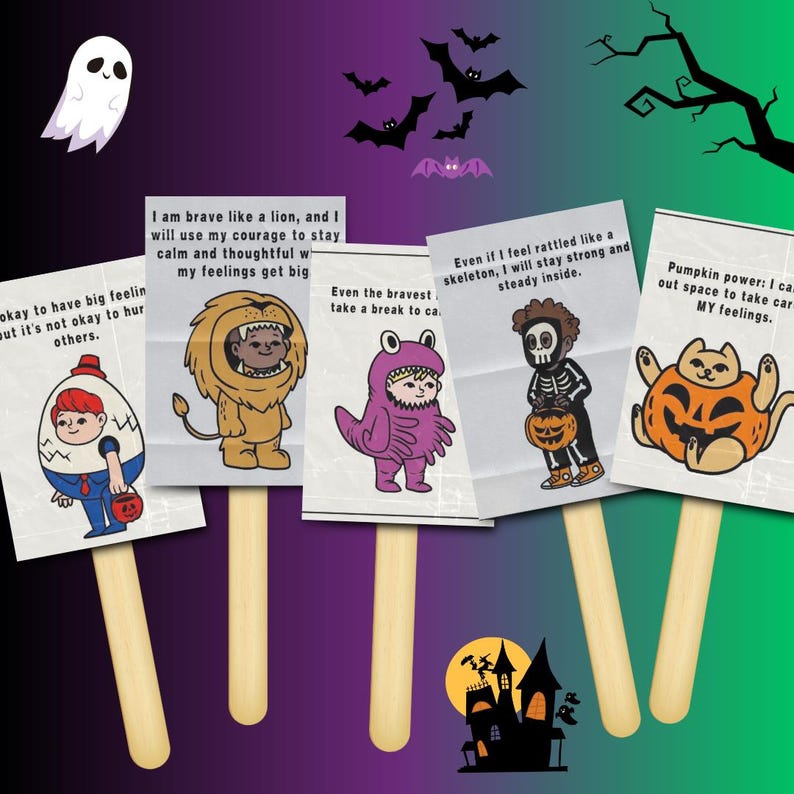 Halloween Coping Skills Flashcards: CBT & DBT Therapy, Kids Classroom ...