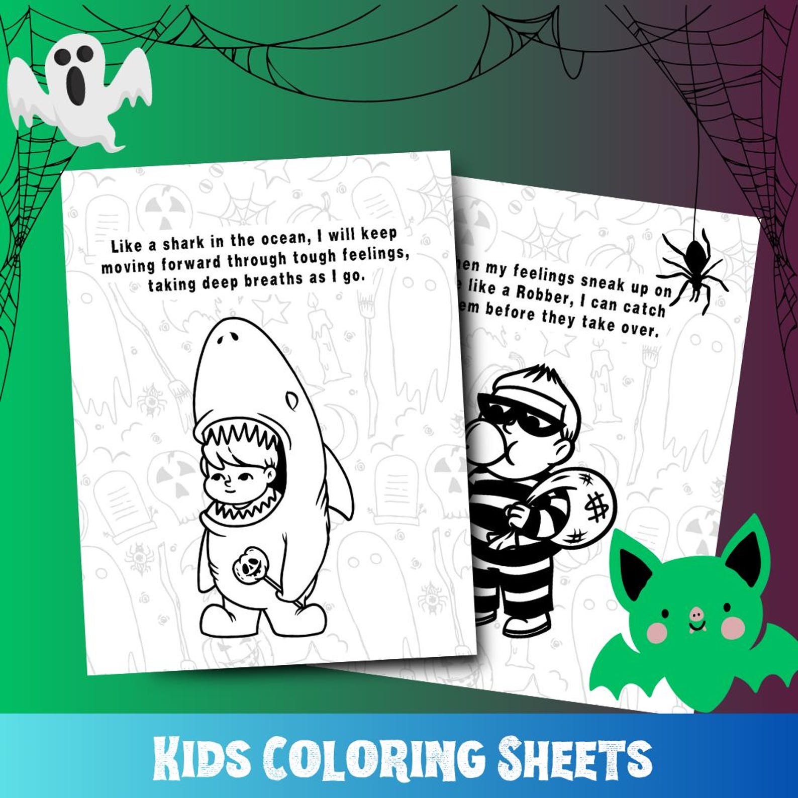 DBT & CBT Coloring Pages Halloween Themed Coloring Sheets for Kids ...