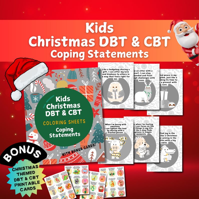 Christmas Therapy Coloring Sheets for Kids | DBT & CBT (printable) - Etsy