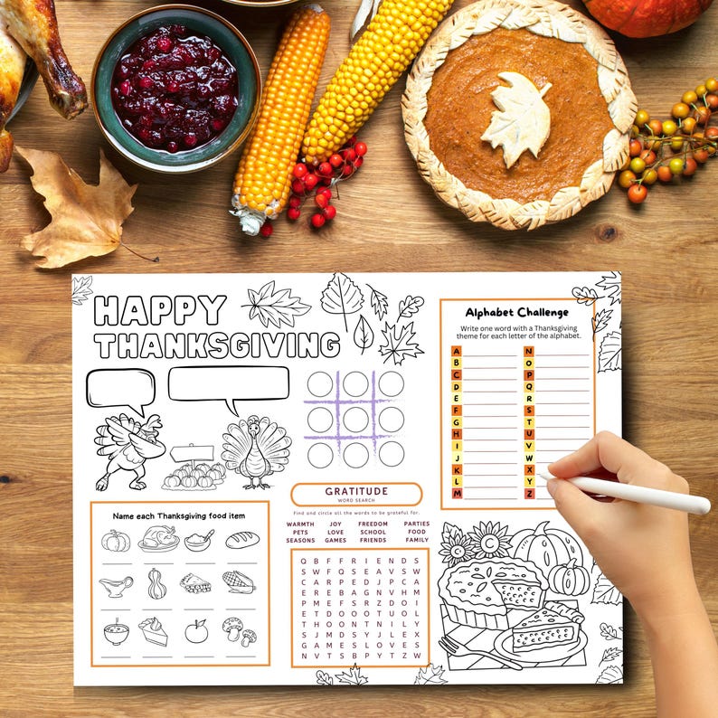 Fall Themed Coping Skills Printable Placemat, Gratitude Autumn Activity ...