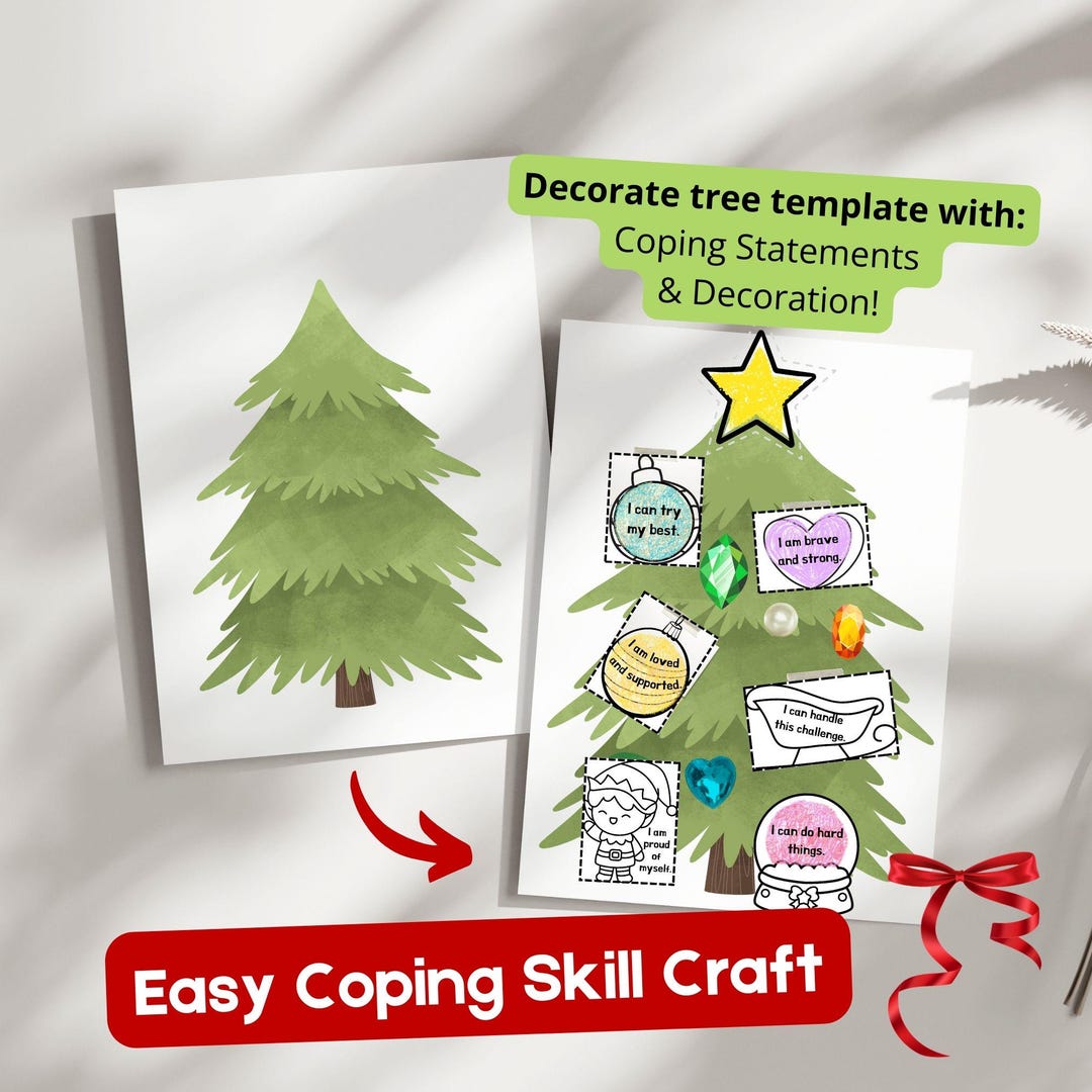 Printable Christmas Tree Coping Activity for Kids 6-12: Decorate a Tree ...