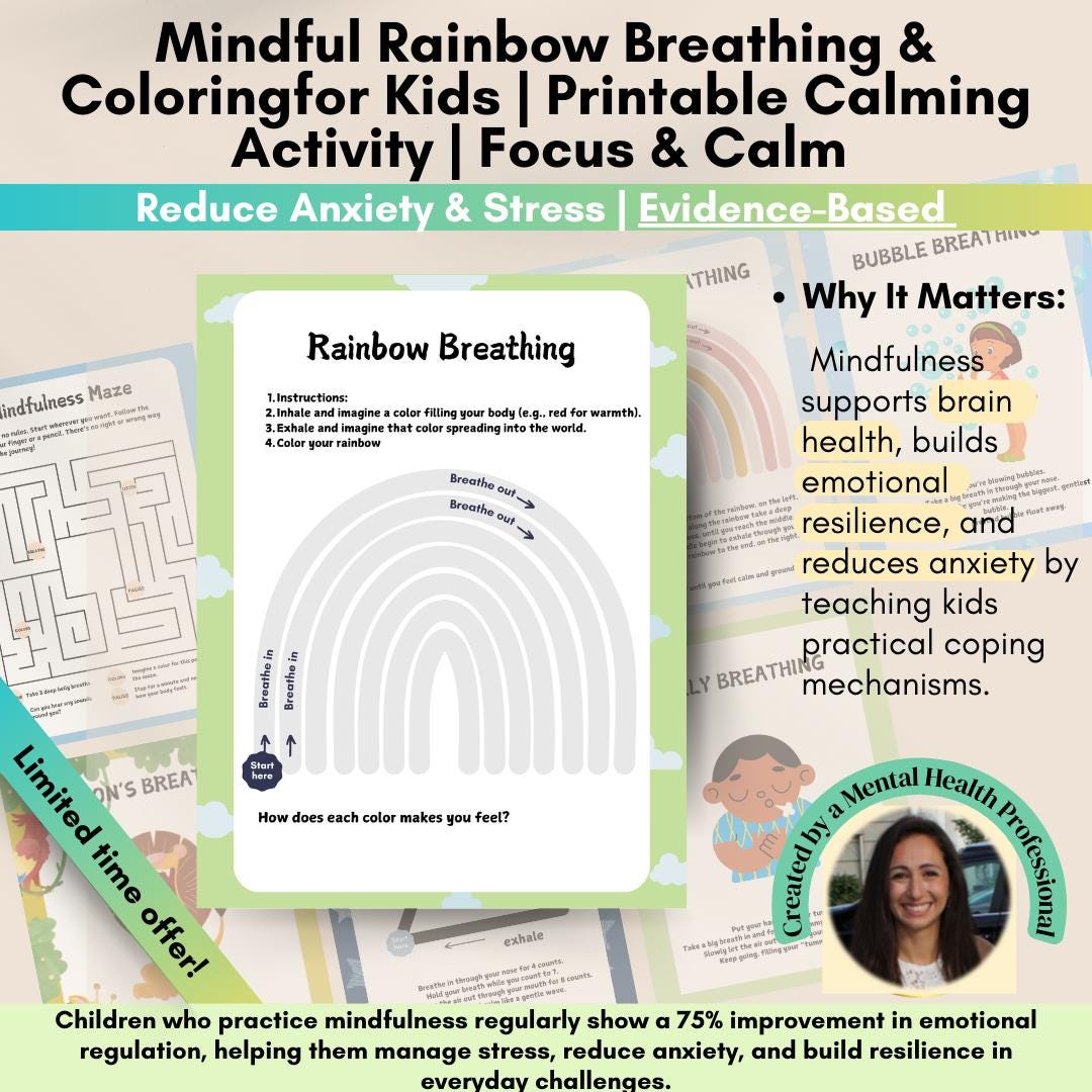Rainbow Breathing & Coloring for Kids - Mindfulness Activity, Calm Down ...