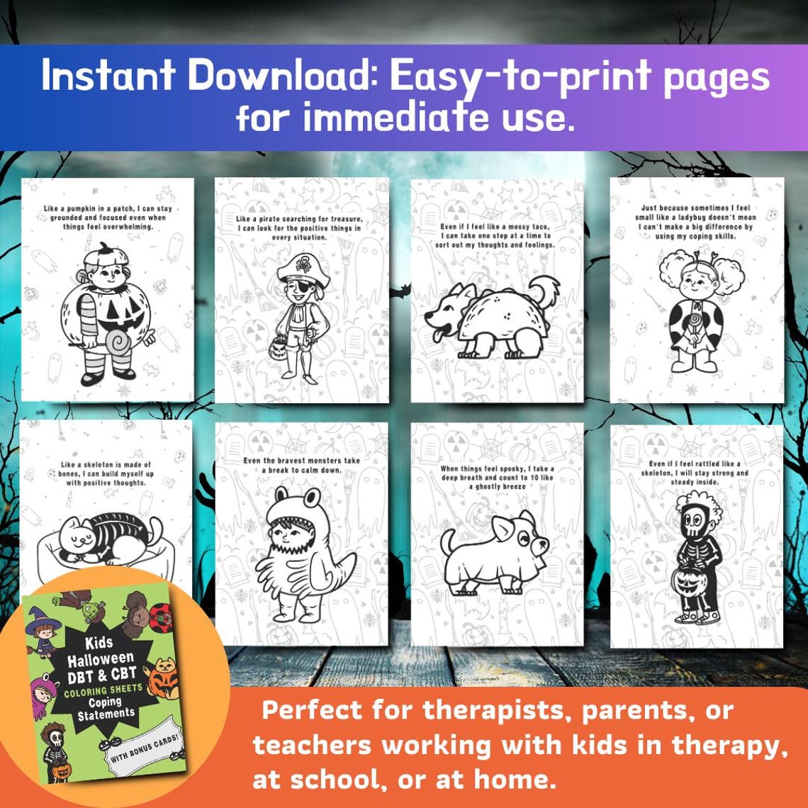 Halloween Christmas DBT CBT Coloring Pages | Kids Mental Health ...