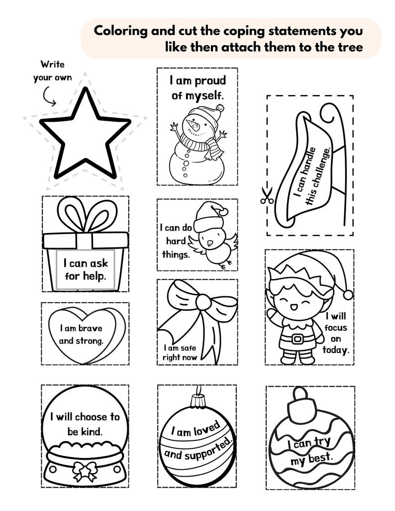 Printable Christmas Tree Coping Skills Activity: Kids Emotional ...