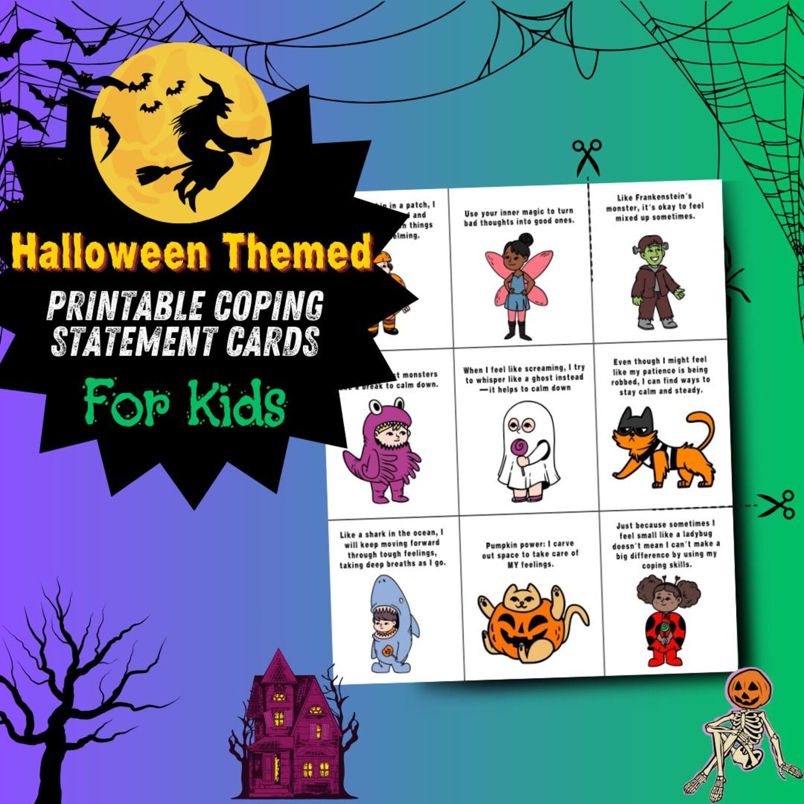 Halloween DBT CBT Coloring Pages, Kids Therapy Printables (digital ...