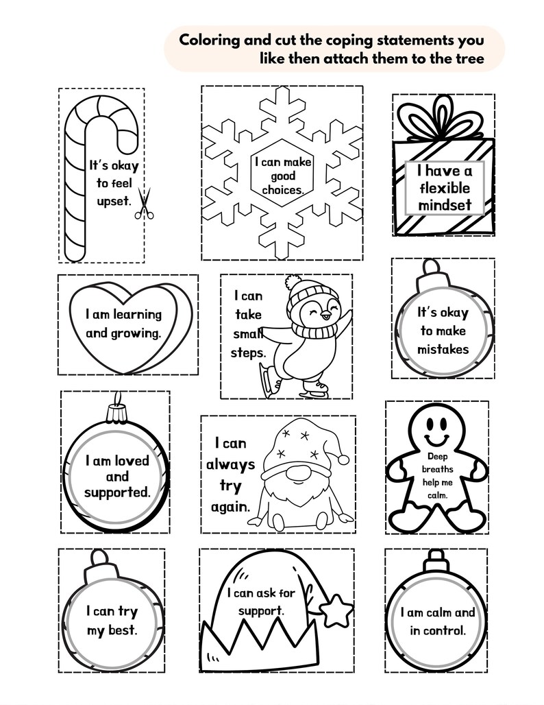 Printable Christmas Tree Coping Skills Activity: Kids Emotional ...