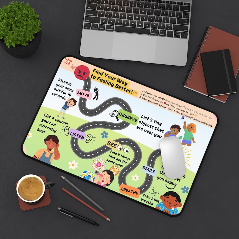 Therapy Coping Skills Desk Mat for Kids, Anxiety Management Tool ...