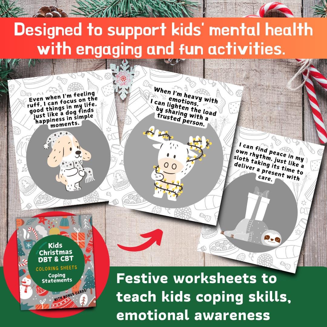 Halloween Christmas DBT CBT Coloring Pages | Kids Mental Health ...