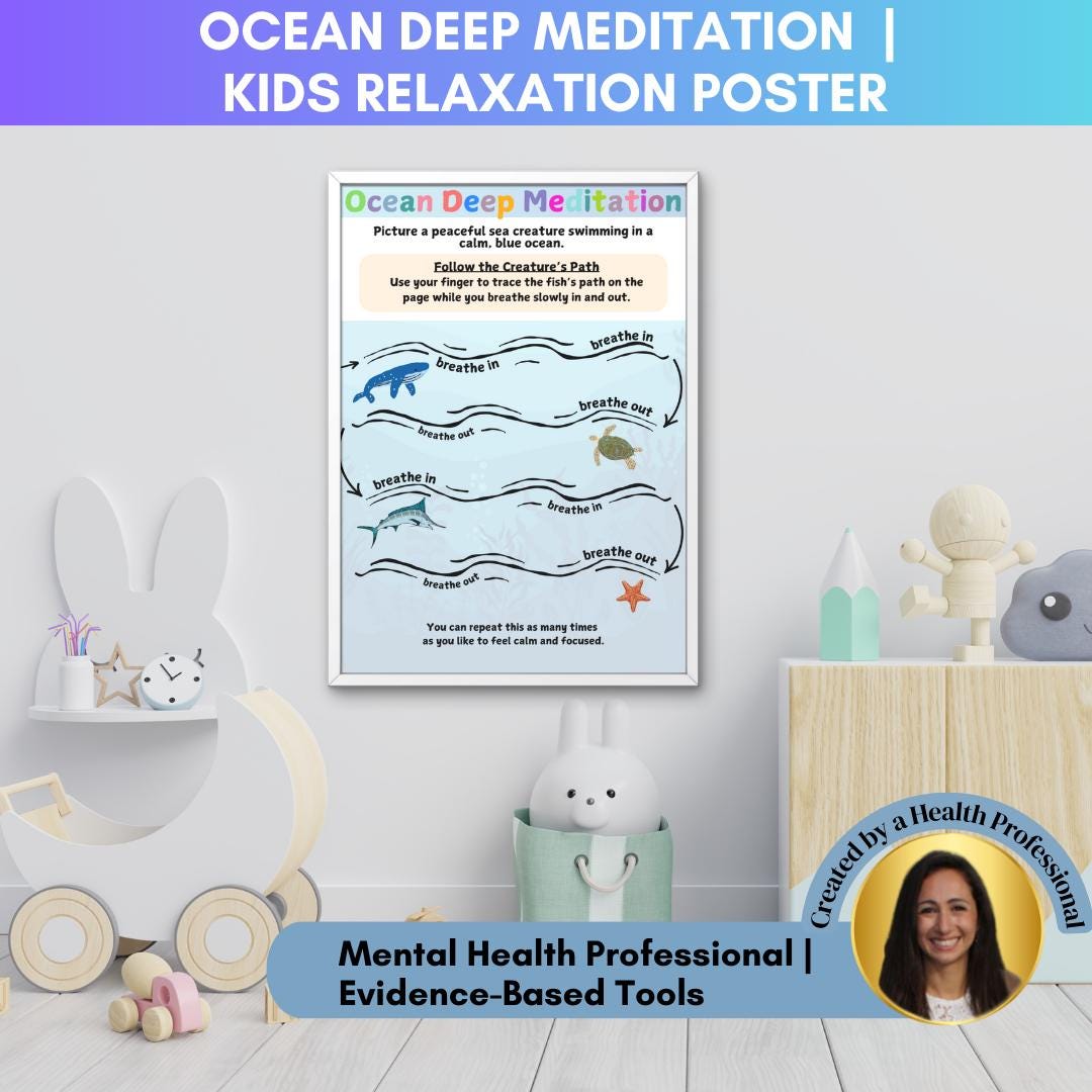 Ocean Deep Meditation Poster for Kids – Calming Mindfulness Exercise ...