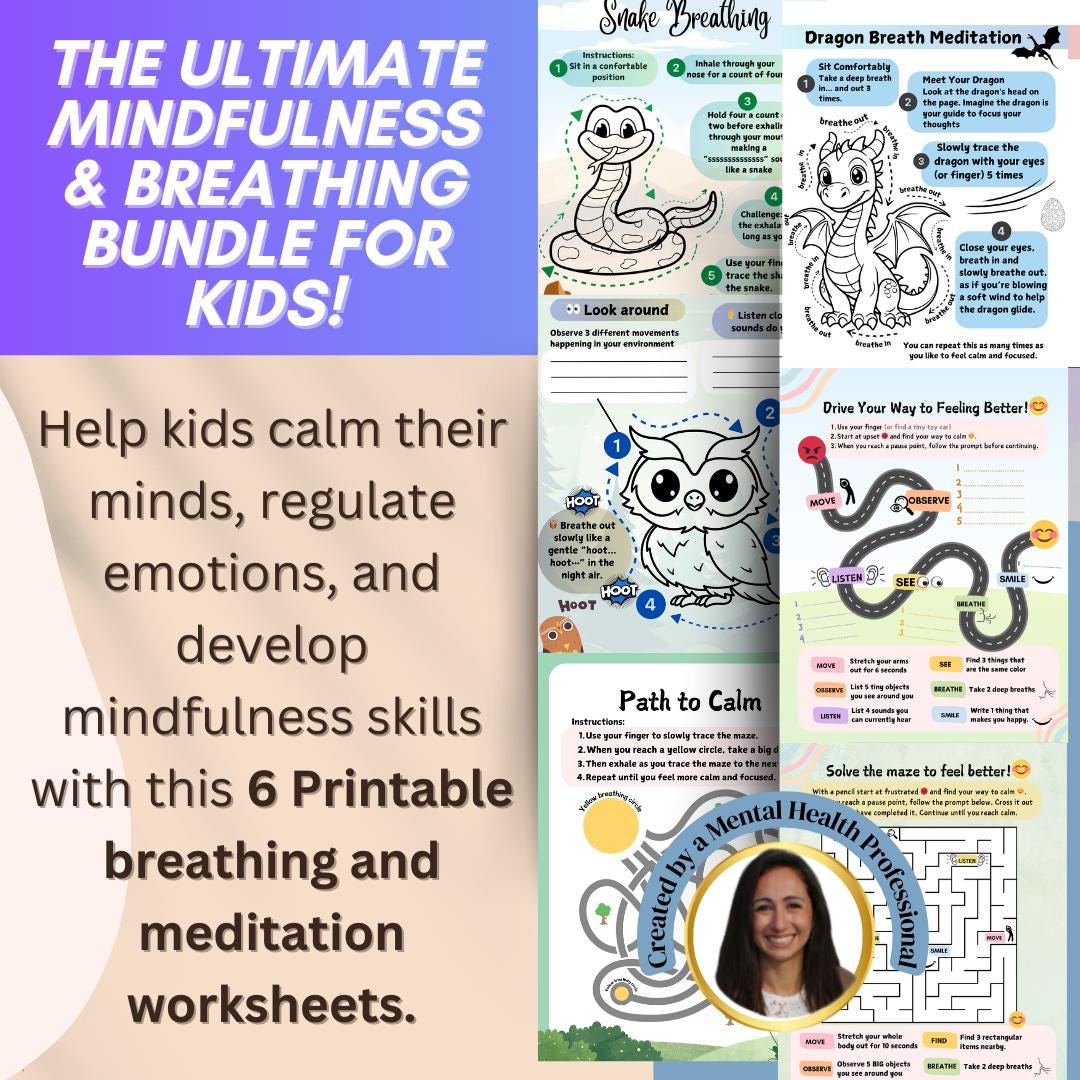 Mindfulness & Breathing Bundle for Kids – Owl Meditation, Snake ...