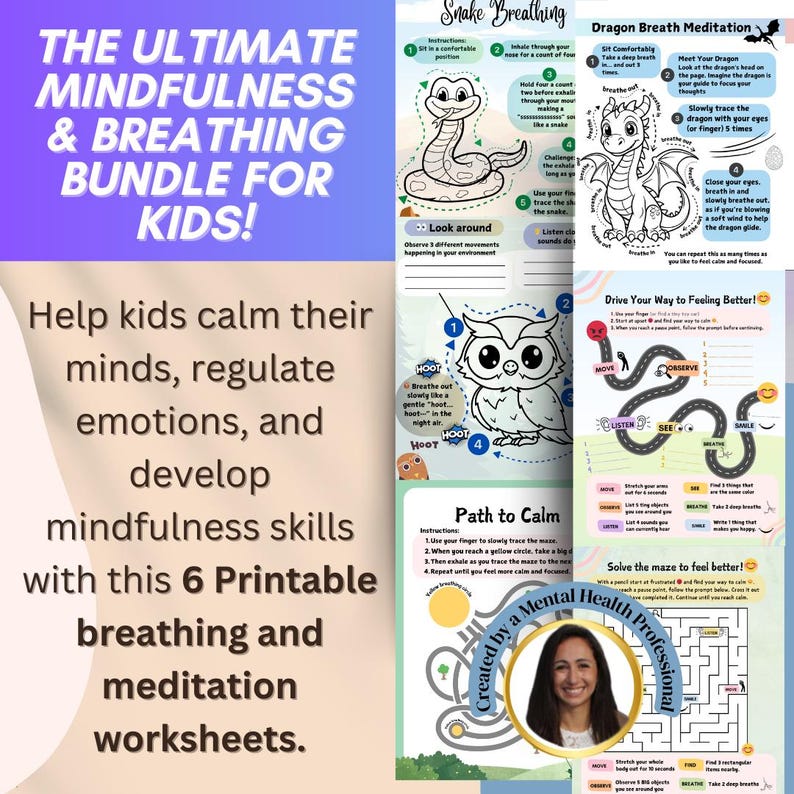 Mindfulness & Breathing Bundle for Kids – Owl Meditation, Snake ...