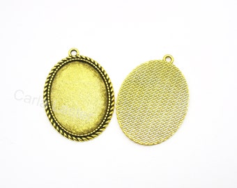 Gold bezel pendant | Etsy