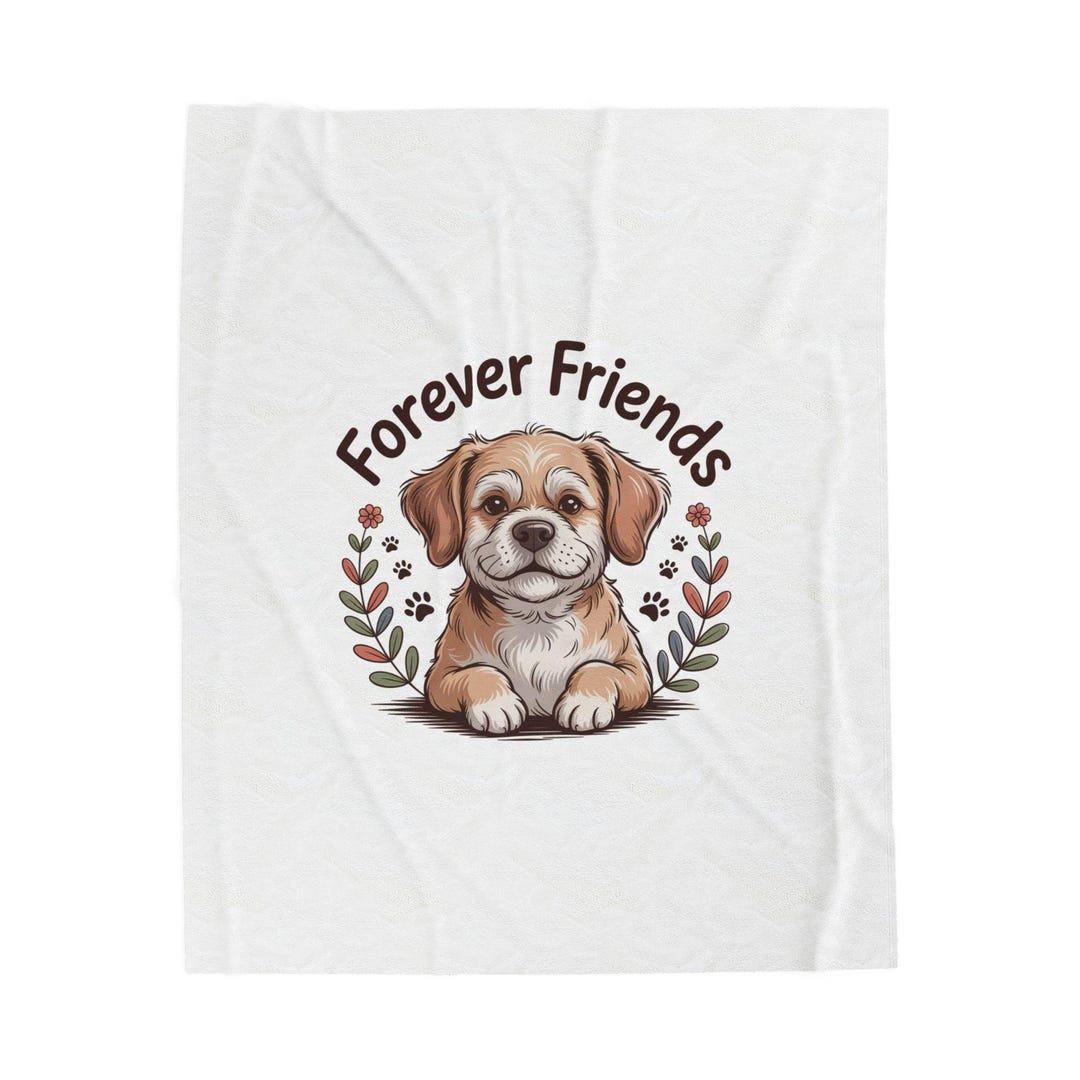 Forever Friends Dog Illustration Blanket | Senior Pet Love, Paw Print ...