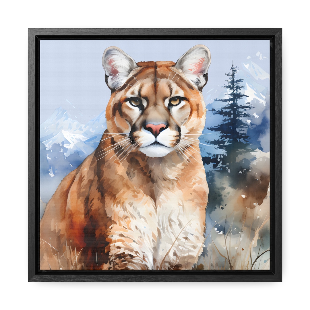 Mountain Lion Watercolor Art Print for Wildlife Lover Office Decor ...
