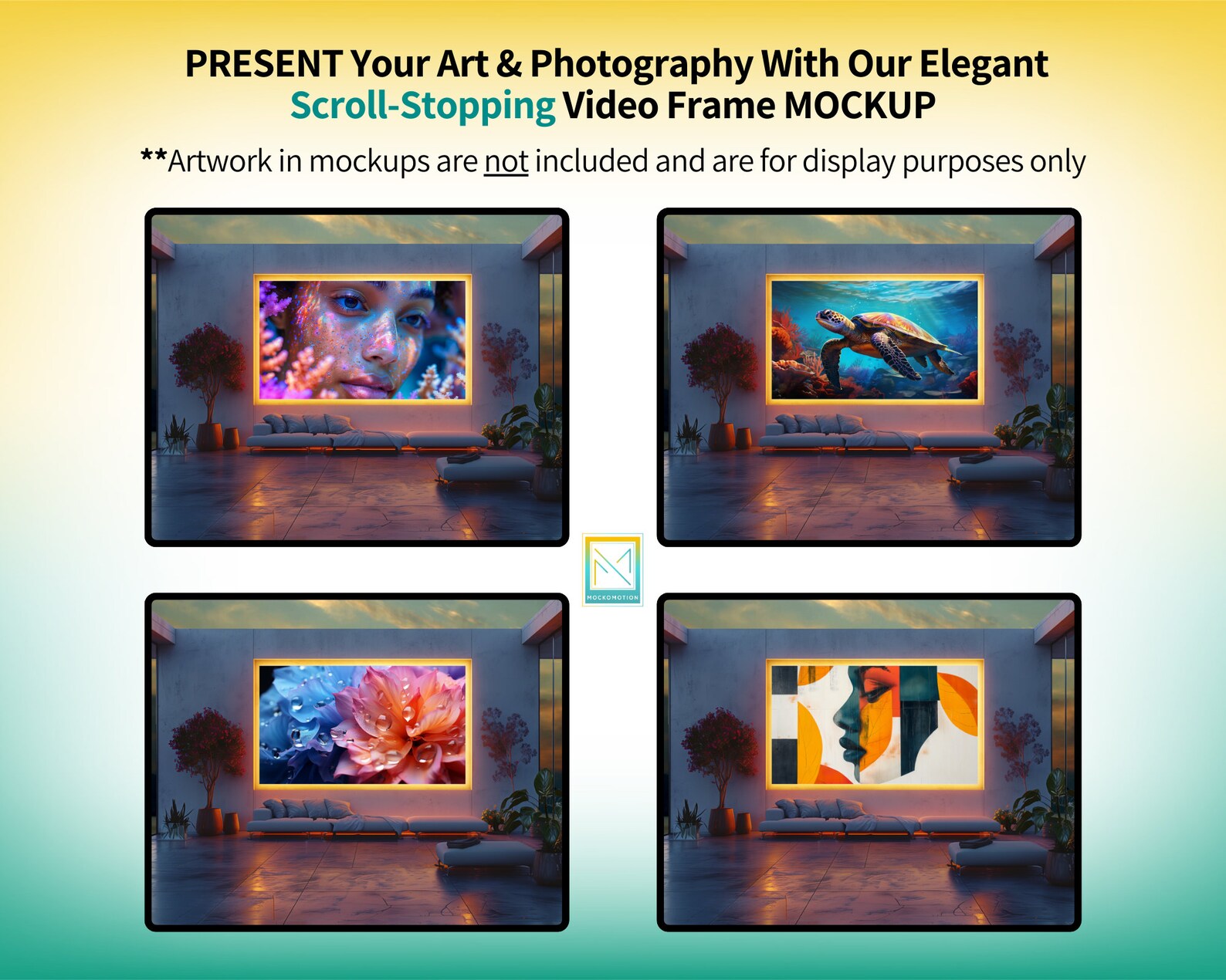 Landscape 2x3 Frame Video Mockup, for Wall Art and Photo, Living Room ...
