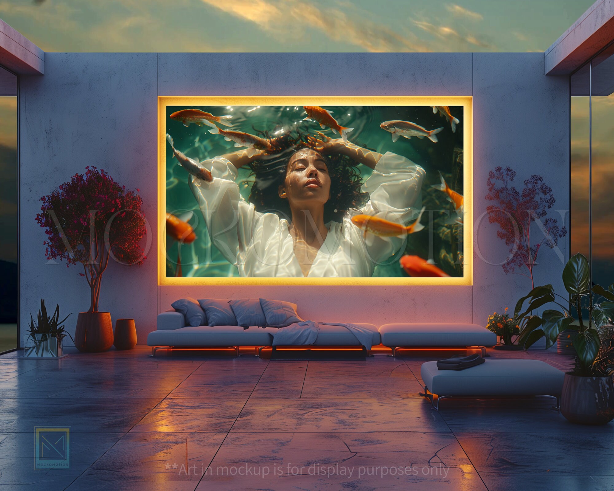 Landscape 2x3 Frame Video Mockup, for Wall Art and Photo, Living Room ...