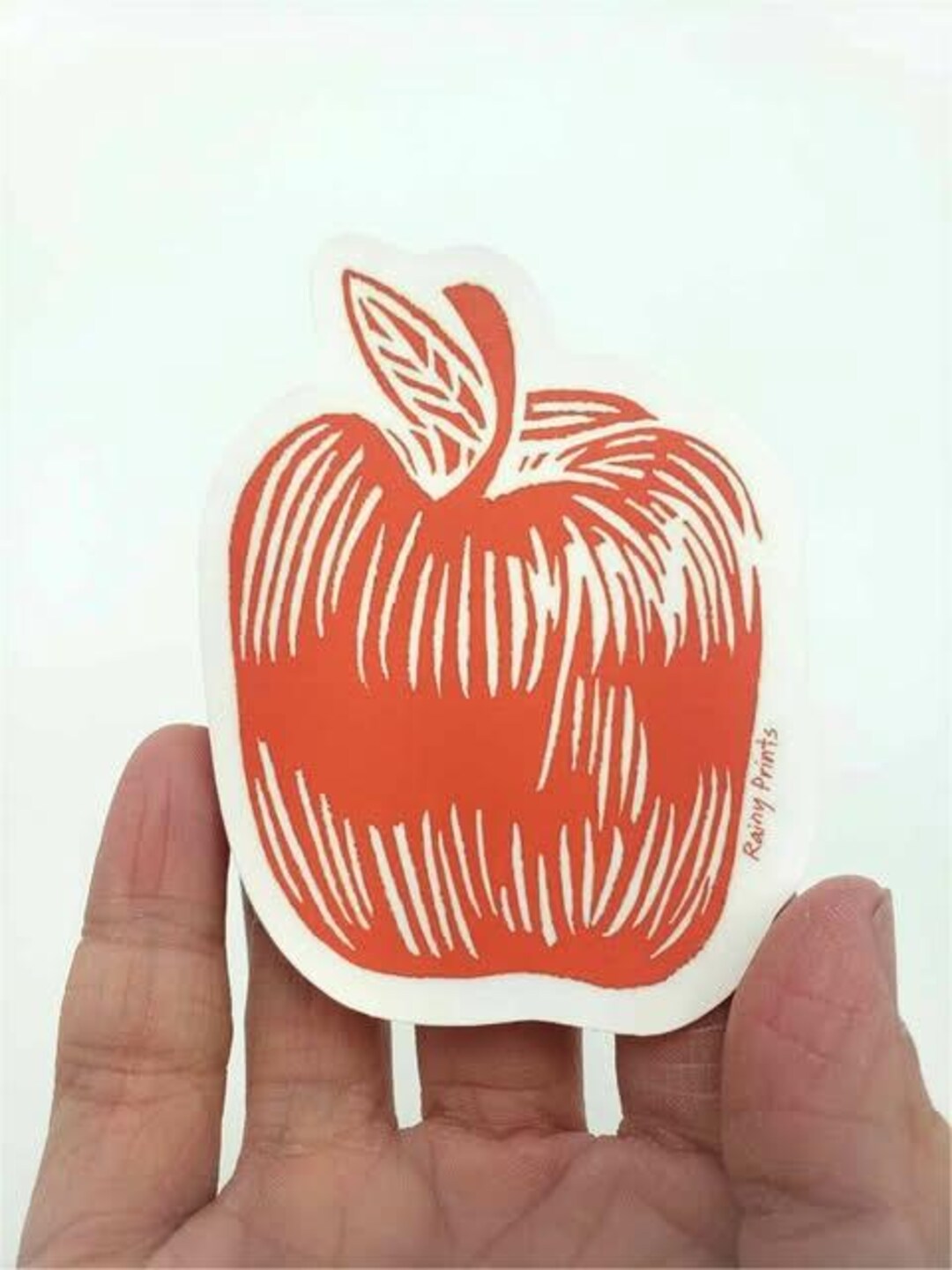 Apple Sticker - Original Linocut Sticker - Etsy