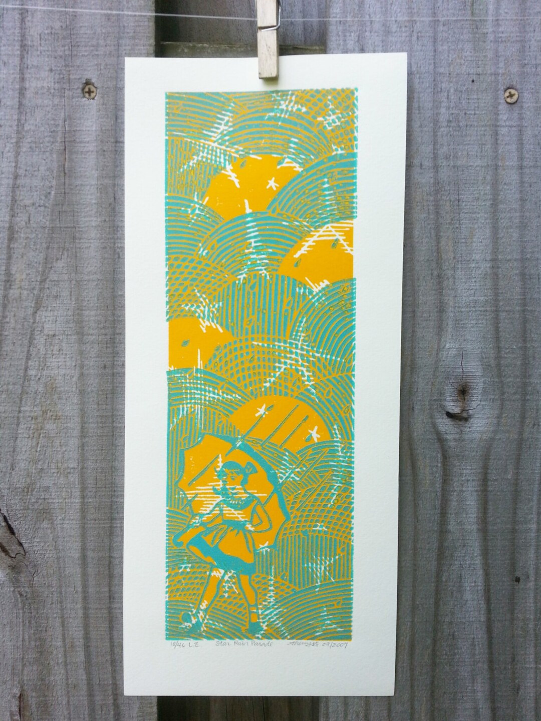 Linocut Print, Relief Print, Wood Cut Print, Morton Salt Girl, Original ...