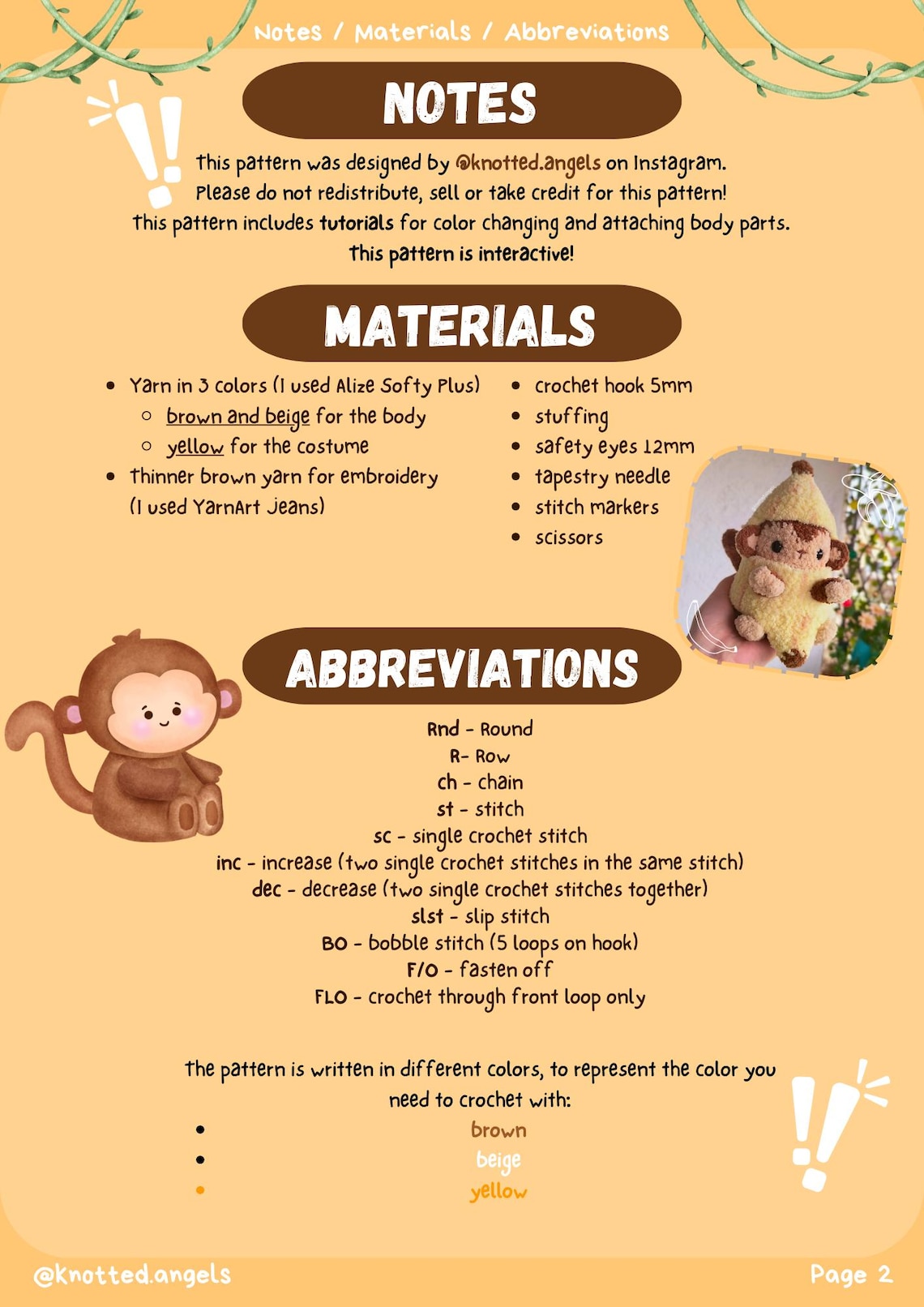 Amigurumi Pattern "bono the Monkey", Chubby Monkey in a Banana Costume ...