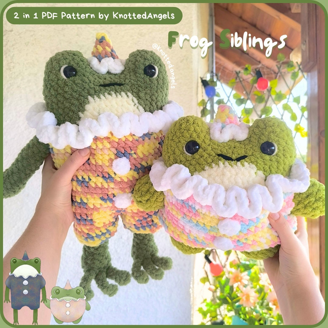 Amigurumi Pattern frog Siblings, Two Frogs in a Clown Costume, PDF Pattern US - Etsy