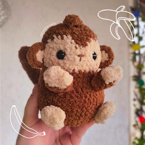 Amigurumi Pattern "bono the Monkey", Chubby Monkey in a Banana Costume ...