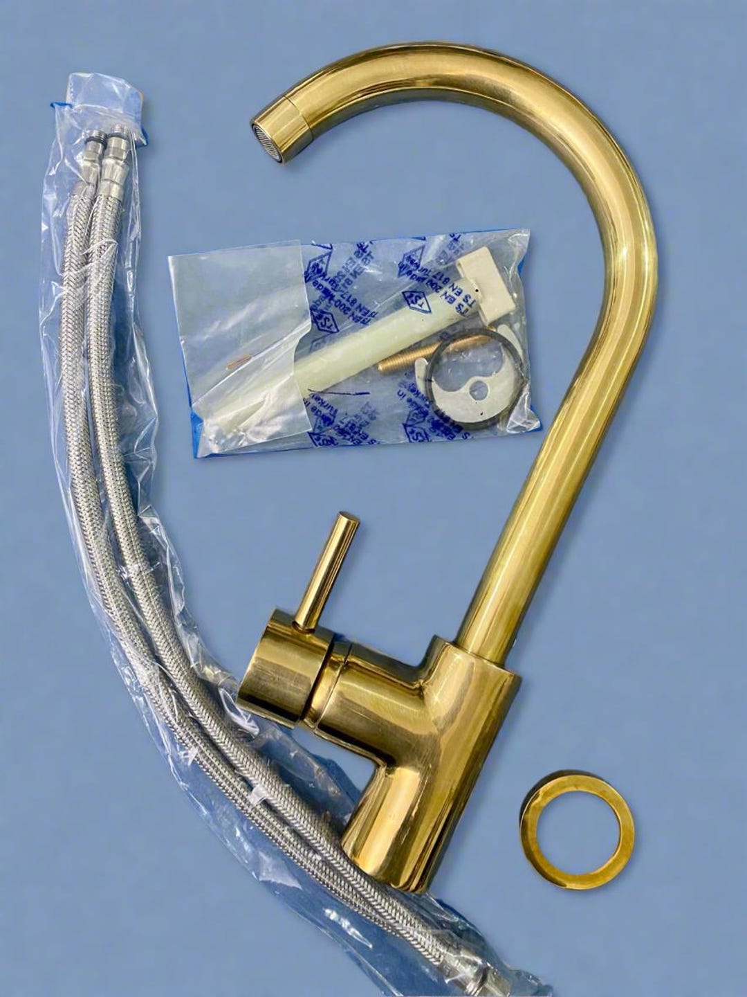 Unlacquered Brass Sink Mixer Faucet With Lever Handles, Single Hole ...