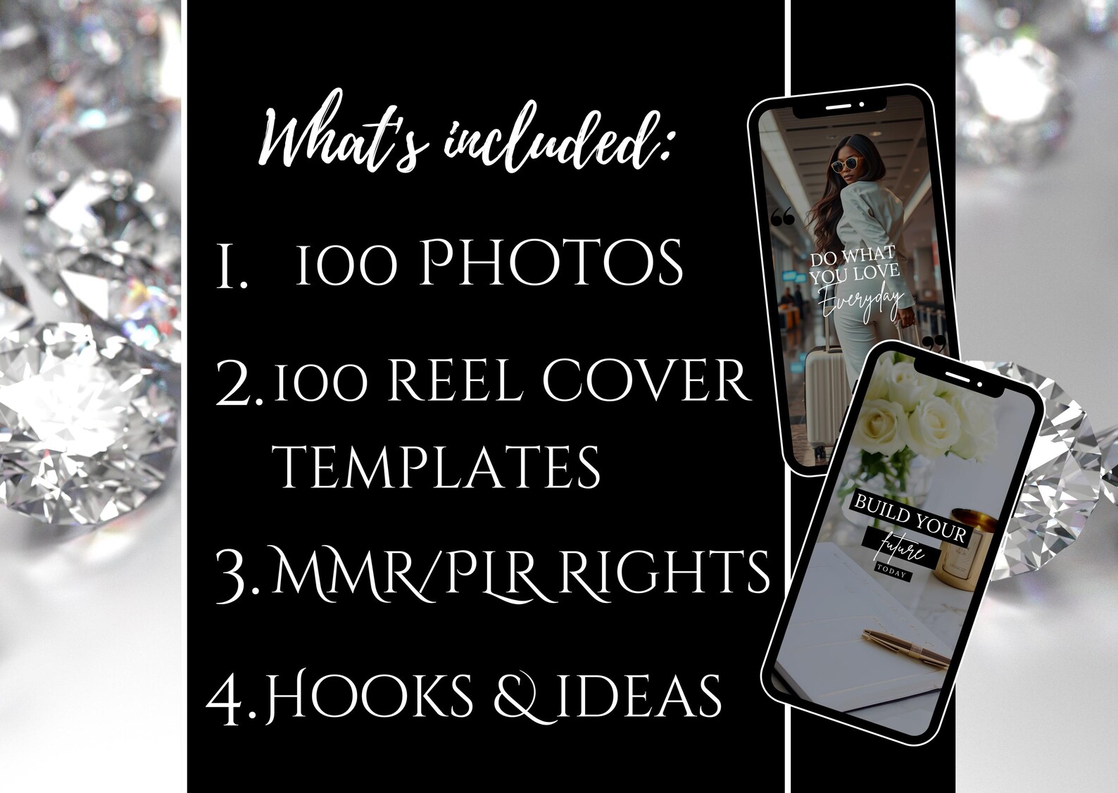 Faceless Photos Reel Covers Black Women in White 100 MRR Templates ...