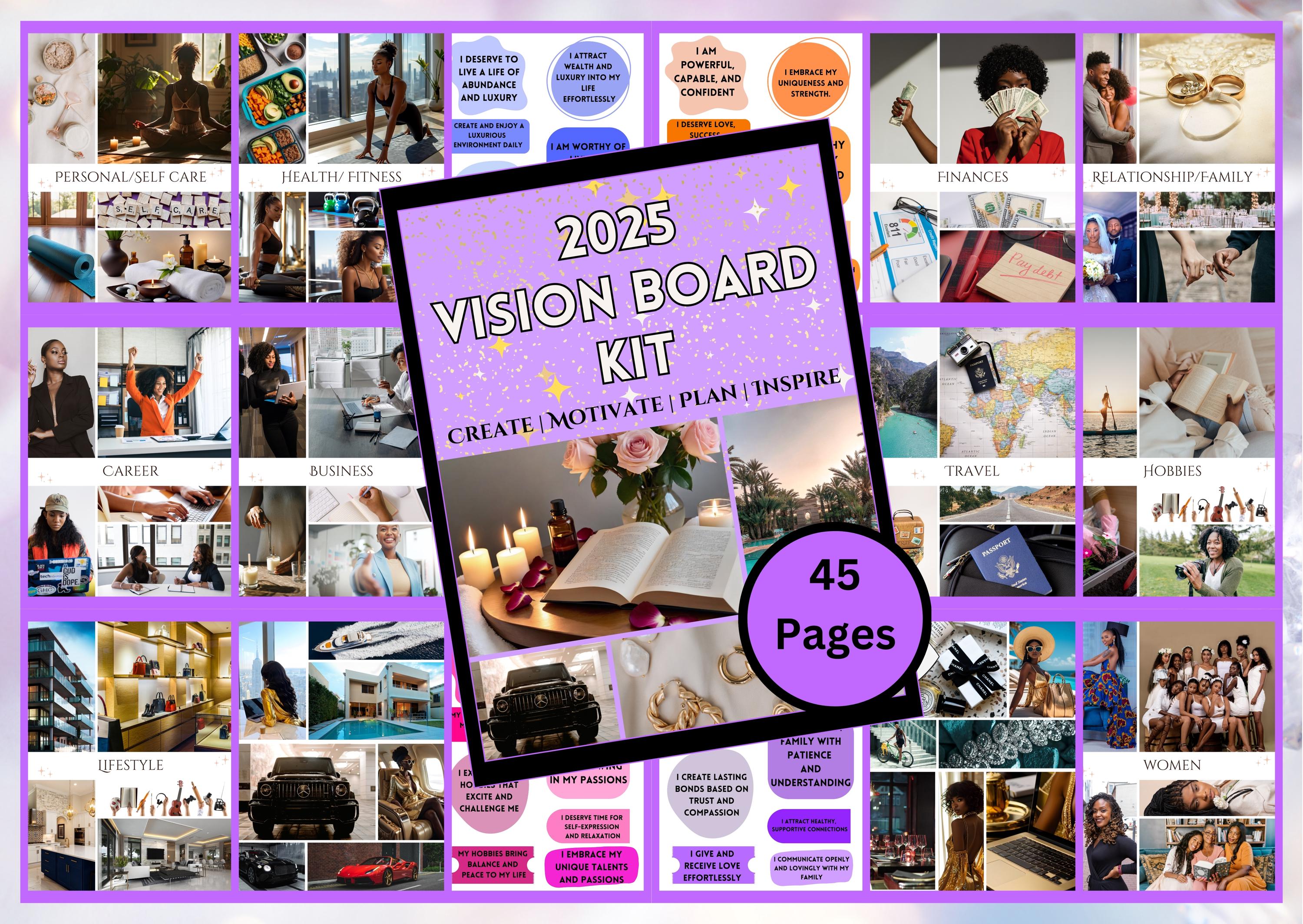 2025 Vision Board Kit | Melanin Black Women | 45 Pages of Photos and ...