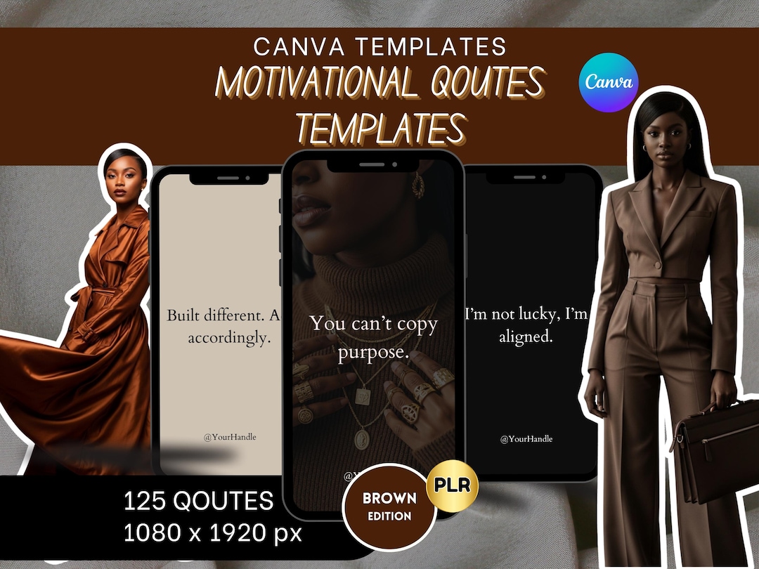 125 Motivational Quote Templates – Brown Aesthetic | Canva Editable PLR ...