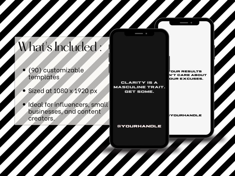 90 Masculine Quote Canva Templates | Men's Motivational Quotes | White ...