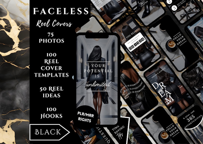 Faceless Black Women Photos: Luxury Reel Covers (PLR/MRR) - Etsy