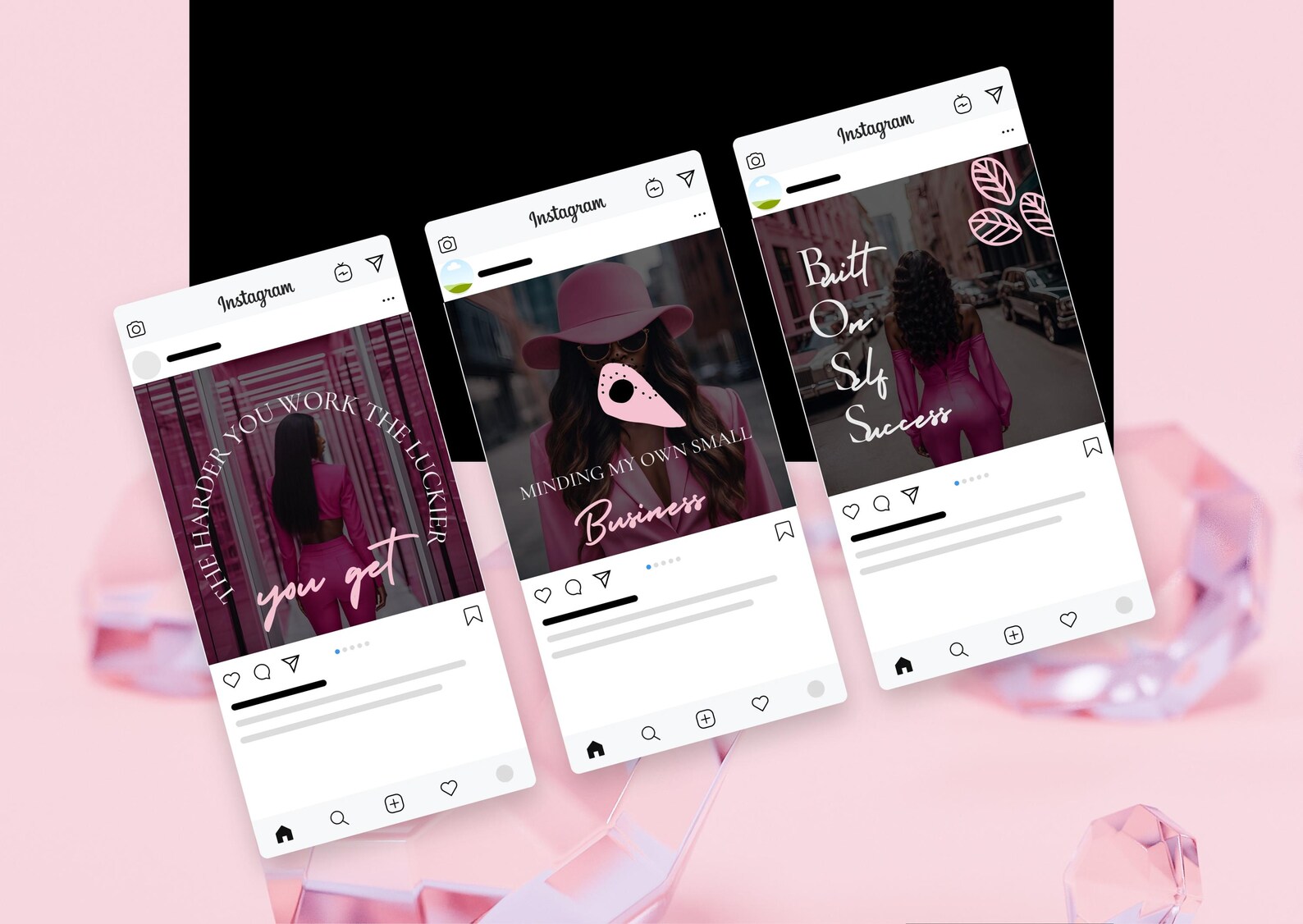 Pink Faceless Instagram Post Templates, Black Women DFY (digital ...