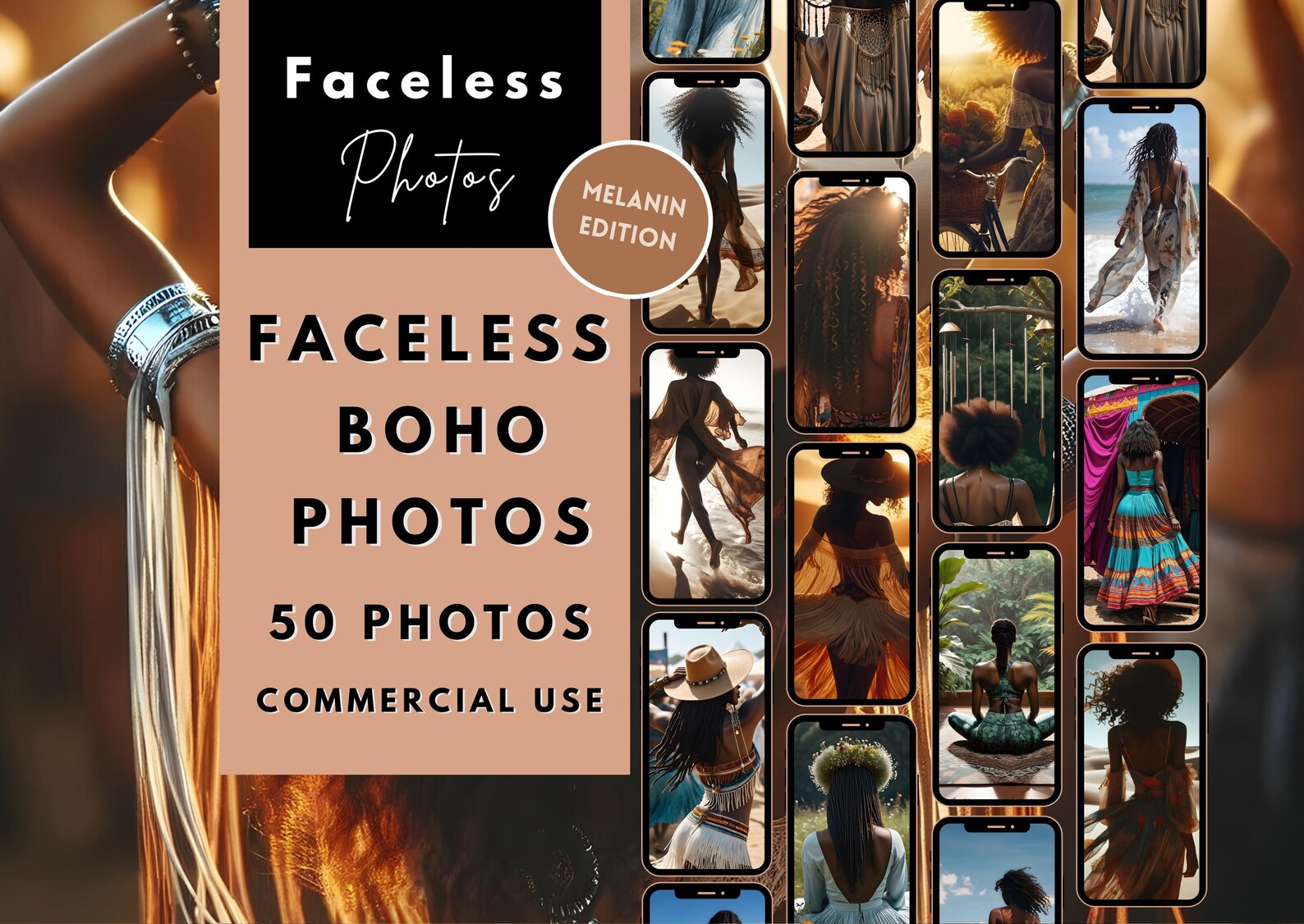 Faceless Photos Boho Black Women 50 Melanin Images Tiktok Reels and ...