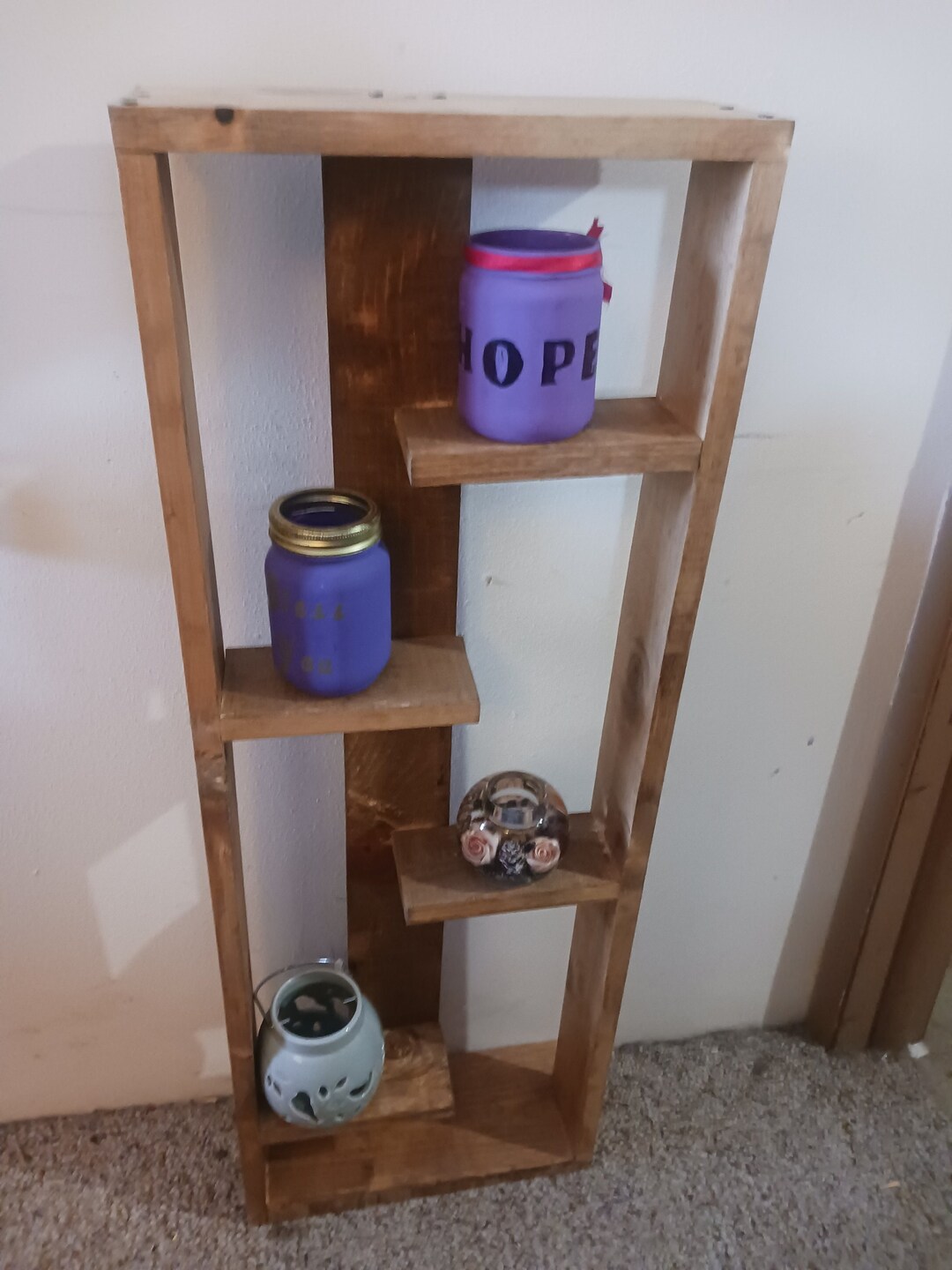 Oak Stained Farmhouse Table With Shelves, Plant Table, End Table ...