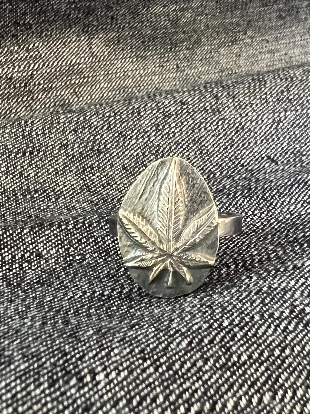 Cannabis Leaf Recycled Sterling Silver Ring US 9 - Etsy
