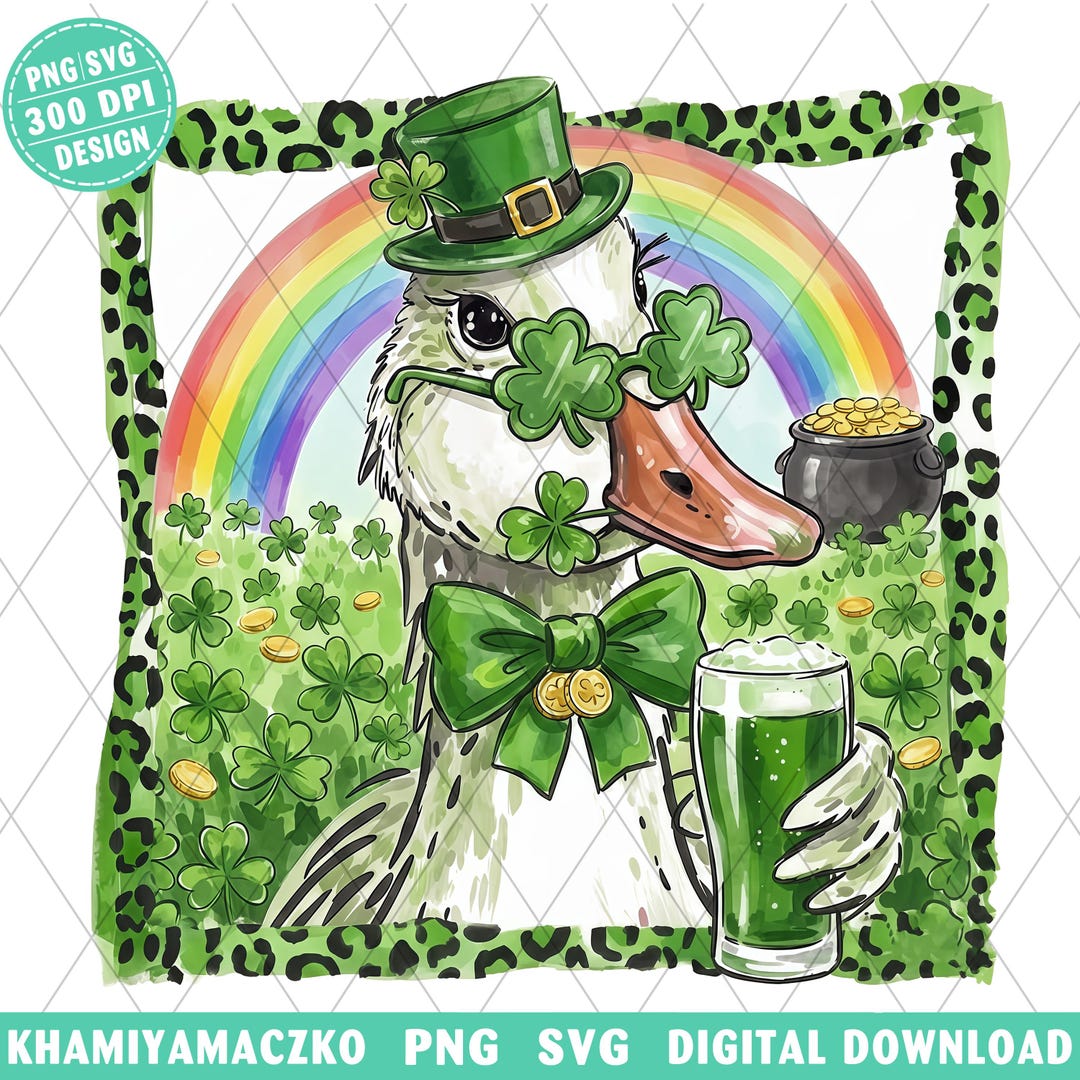 St Patrick's Day Duck PNG, Leprechaun Duck Sublimation Design, Lucky ...