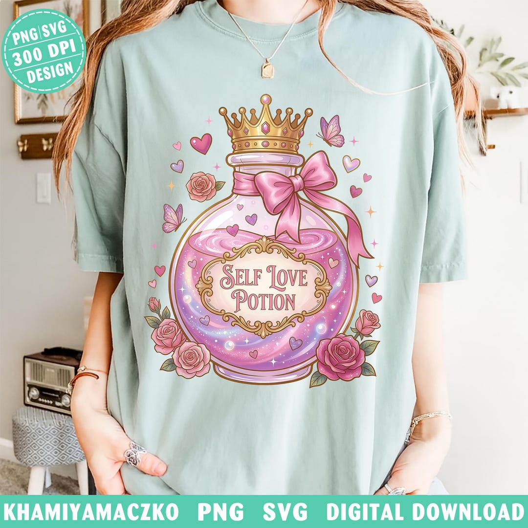 Self Love Potion Clipart, Kawaii Magical Bottle PNG, Pink Aesthetic ...