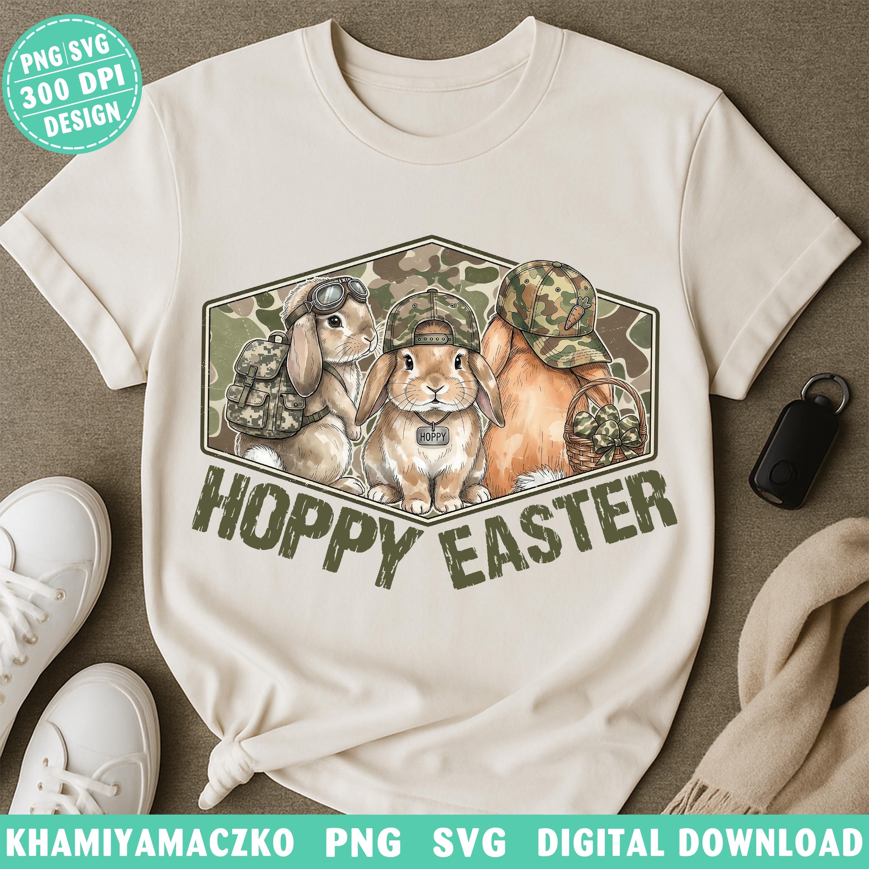 Camo Bunny Hoppy Easter PNG Sublimation Design, Military Tactical ...