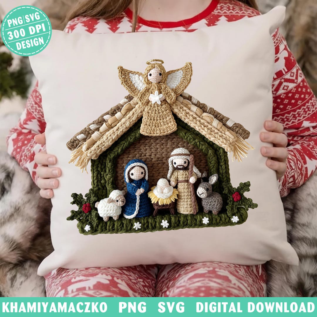 Latch Hook Yarn Crochet Jesus Christmas PNG, Yarn Jesus for Holiday ...