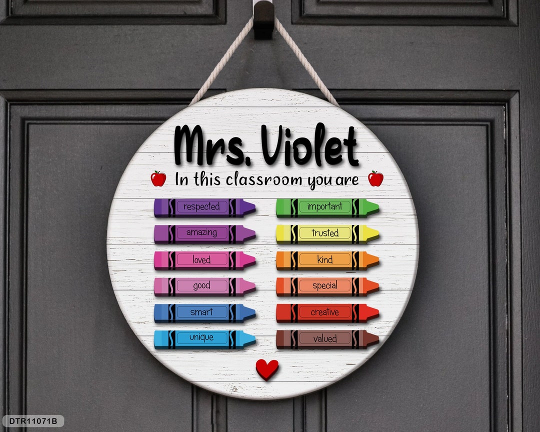 Teacher Door Sign, Classroom Door Sign, Custom Teacher Name Door Hanger ...