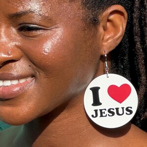 I Love Jesus Wooden Earrings, Church Earrings, Dangle Earrings, Light ...