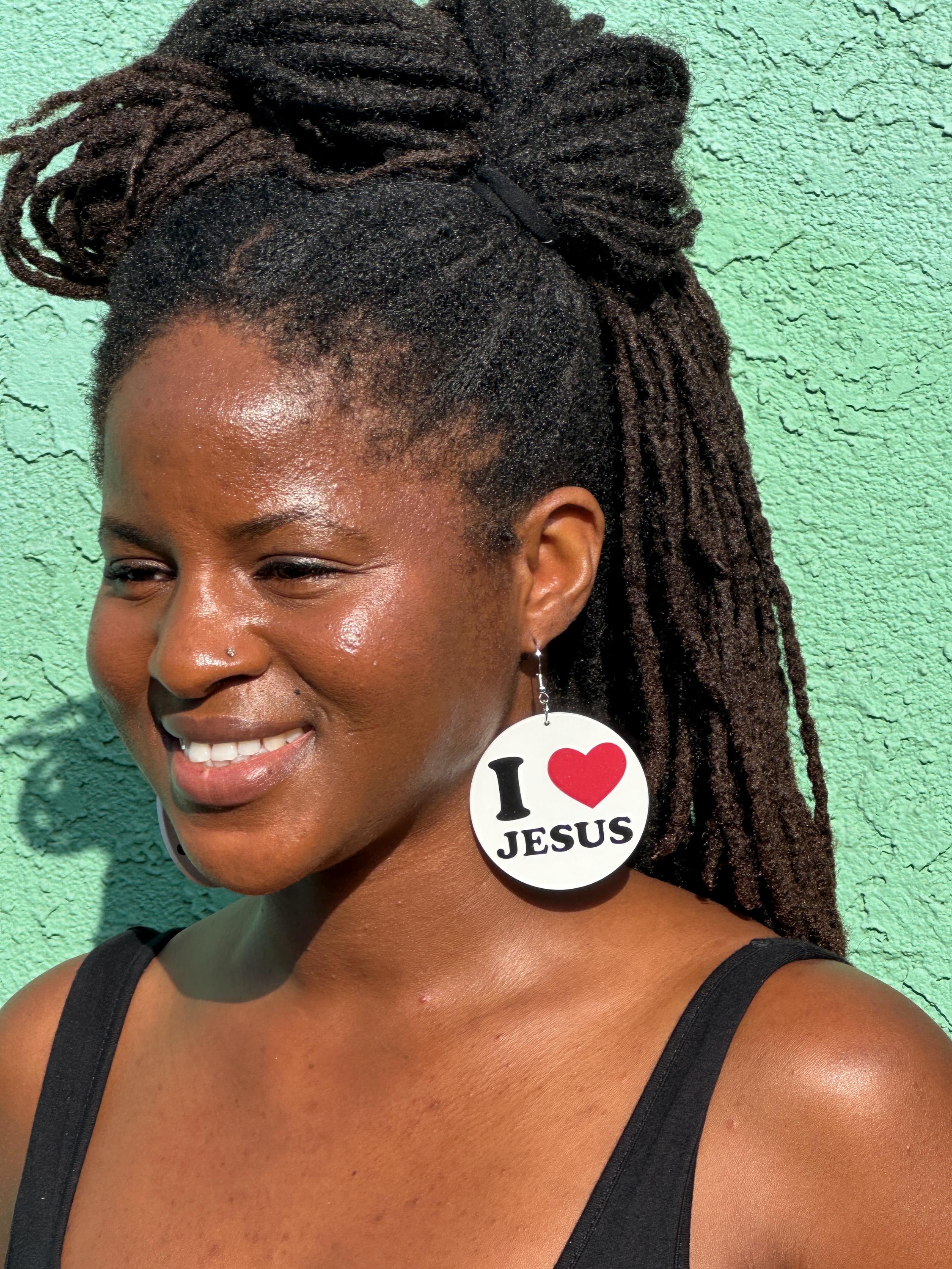 I Love Jesus Wooden Earrings, Church Earrings, Dangle Earrings, Light ...