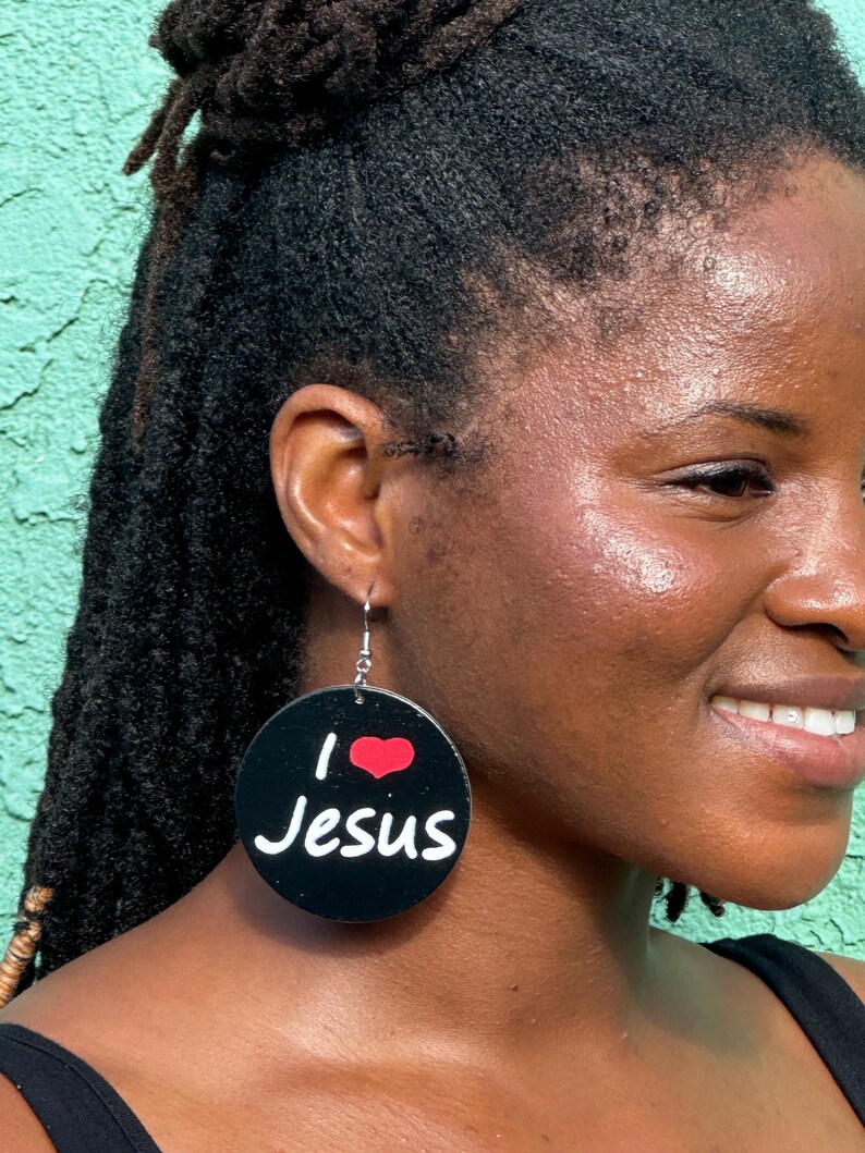 I Love Jesus Wooden Earrings, Church Earrings, Dangle Earrings, Light ...