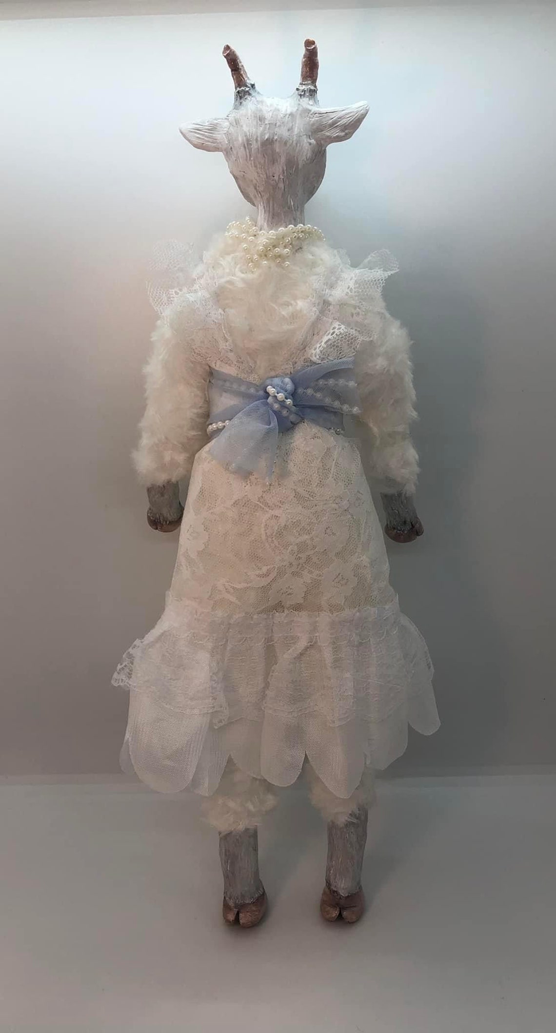 ESTHER, All White Goat Ooak Art Doll Fluffy Lace Dress Soft Home ...