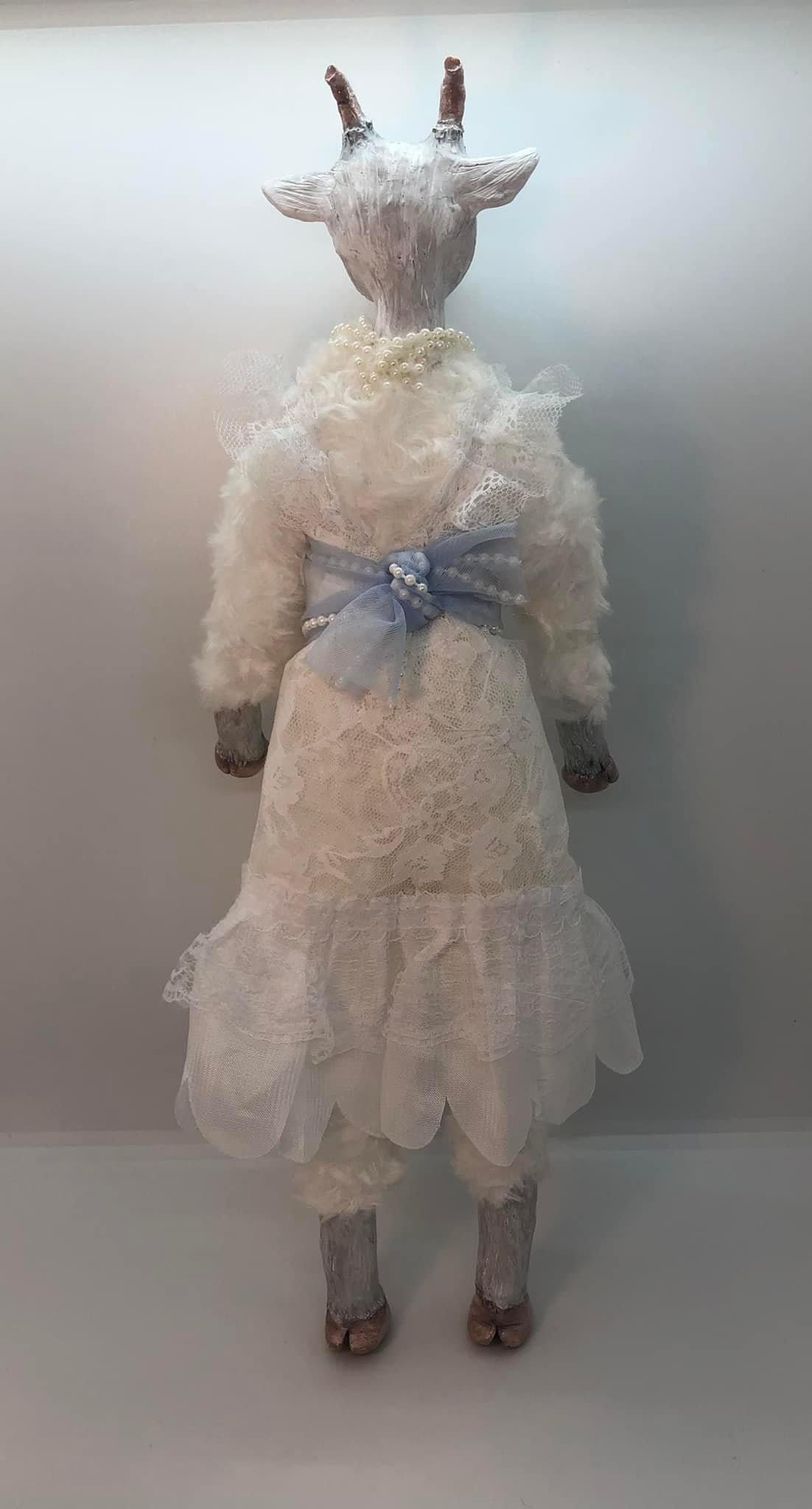 ESTHER, All White Goat Ooak Art Doll Fluffy Lace Dress Soft Home ...