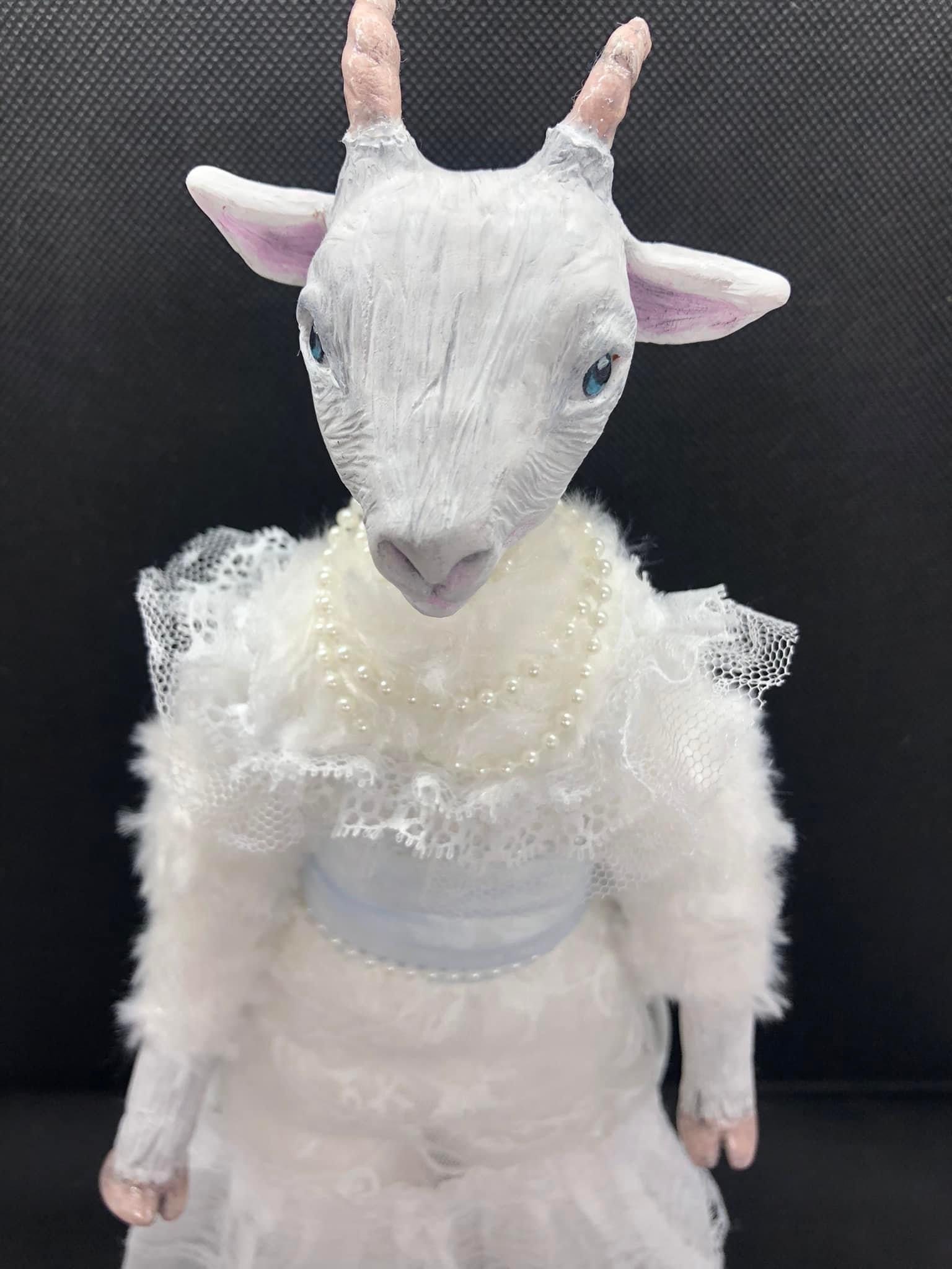 ESTHER, All White Goat Ooak Art Doll Fluffy Lace Dress Soft Home ...